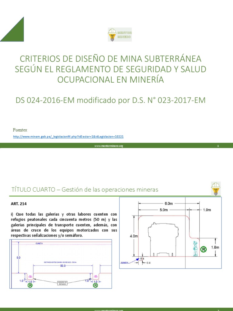 Criterios de Dise o de Mina Subterr Nea Seg N El Rssom 1653173348 | PDF | Minería | Tránsito rápido