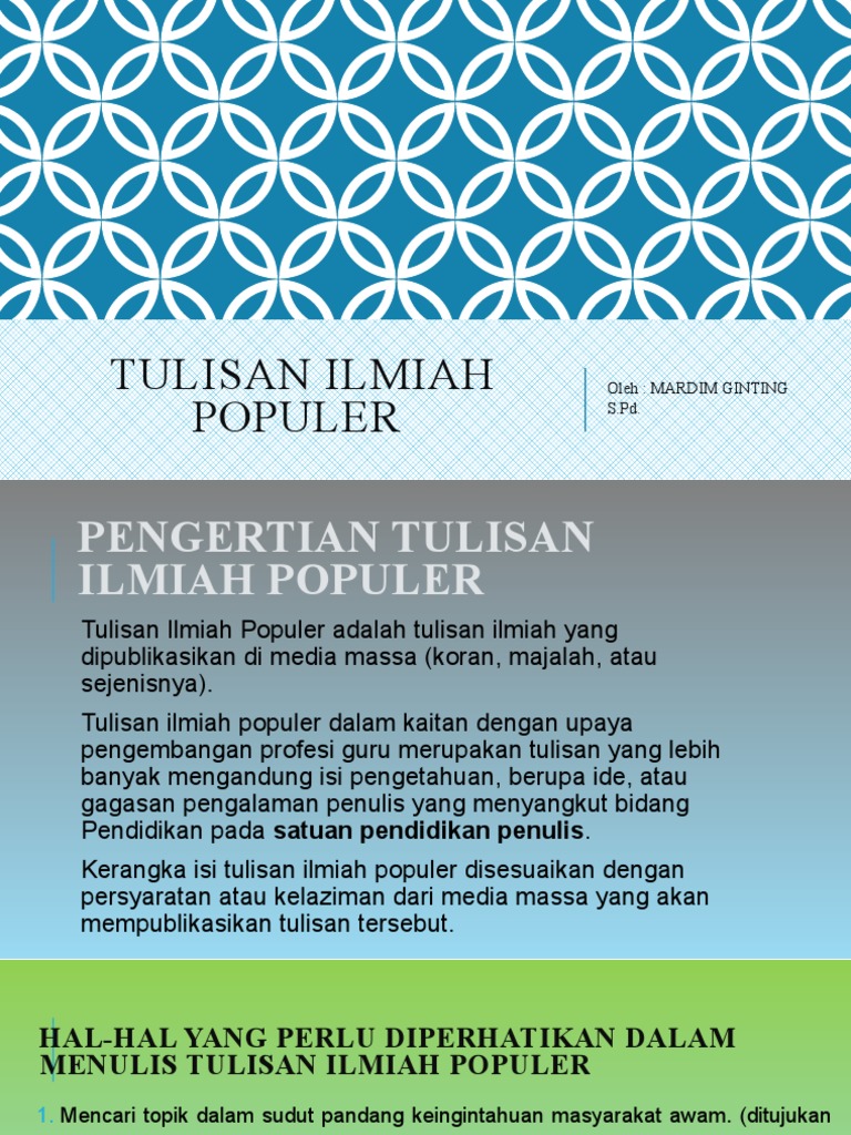 h1.2 PPT Tulisan Ilmiah Populer | PDF
