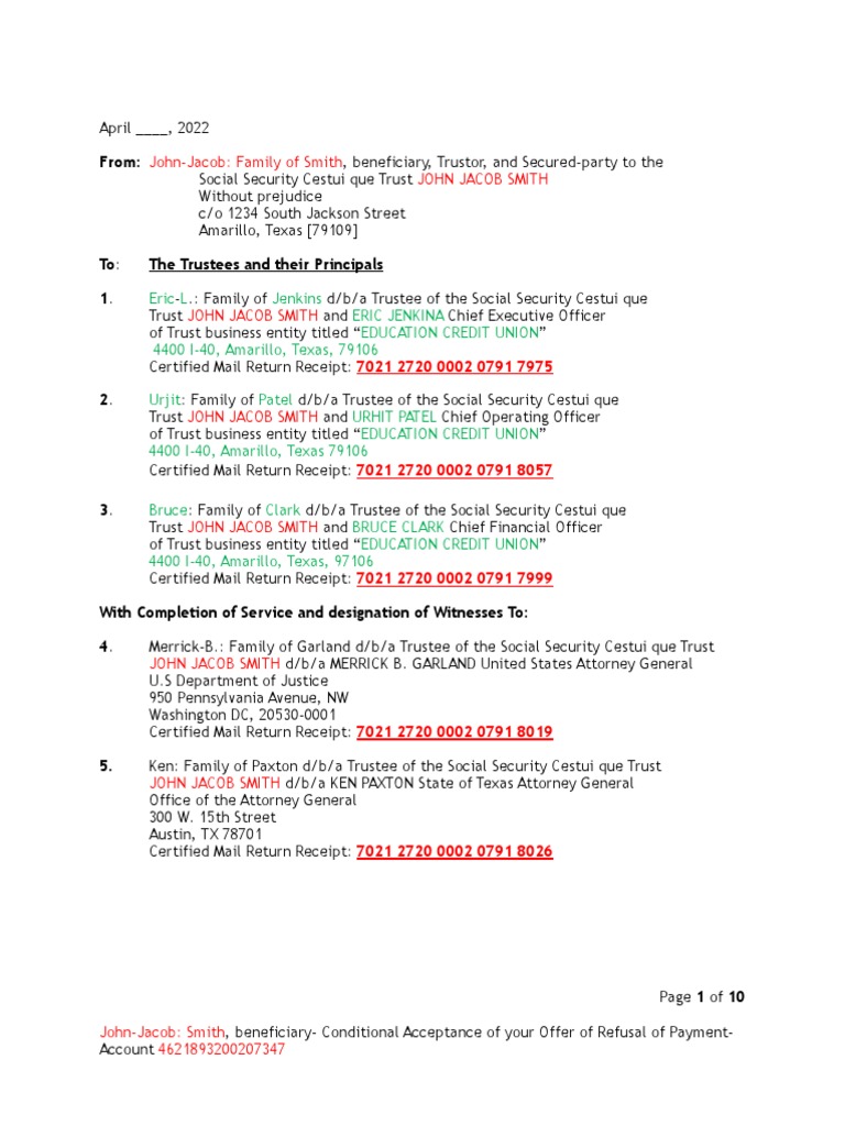 V2 0 Conditional Acceptance Example Pdf Trust Law Fiduciary