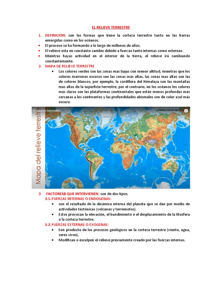 El Relieve Terrestre | PDF | Placas tectónicas | Temblores