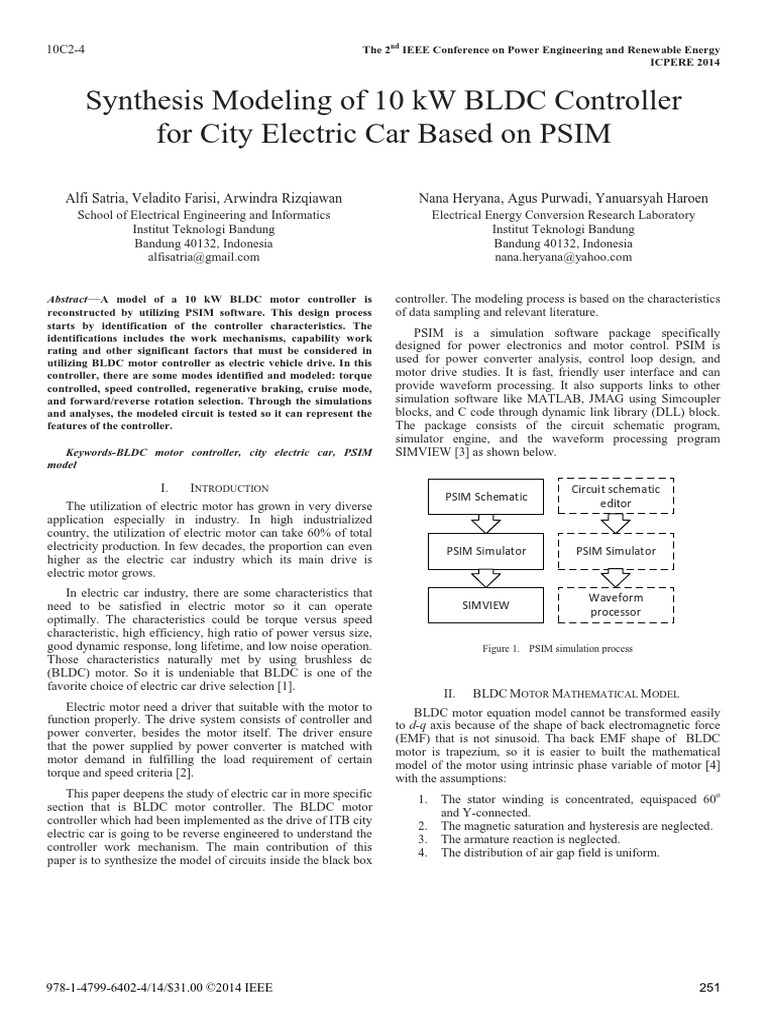 2014-Arwindra-Synthesis Modeling of 10 KW BLDC Controller Using PSIM | PDF | Electric Motor ...