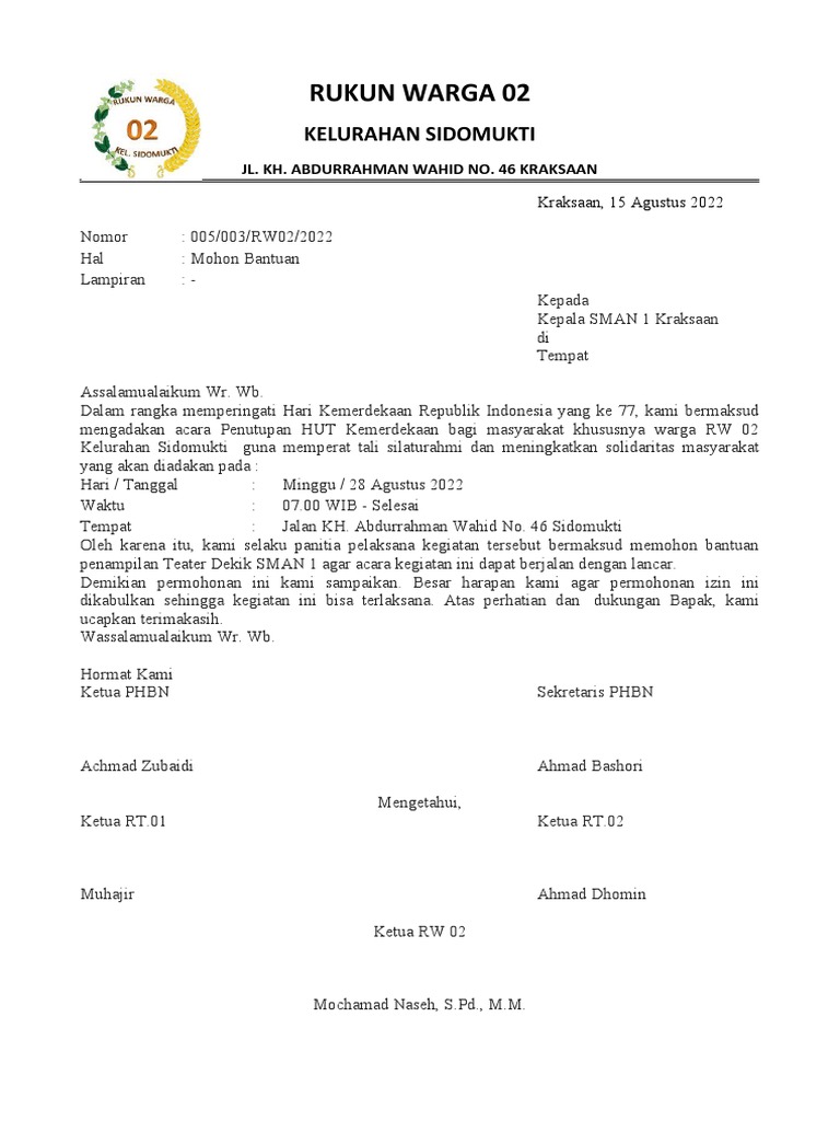 Pengurus Rukun Warga 02 | PDF