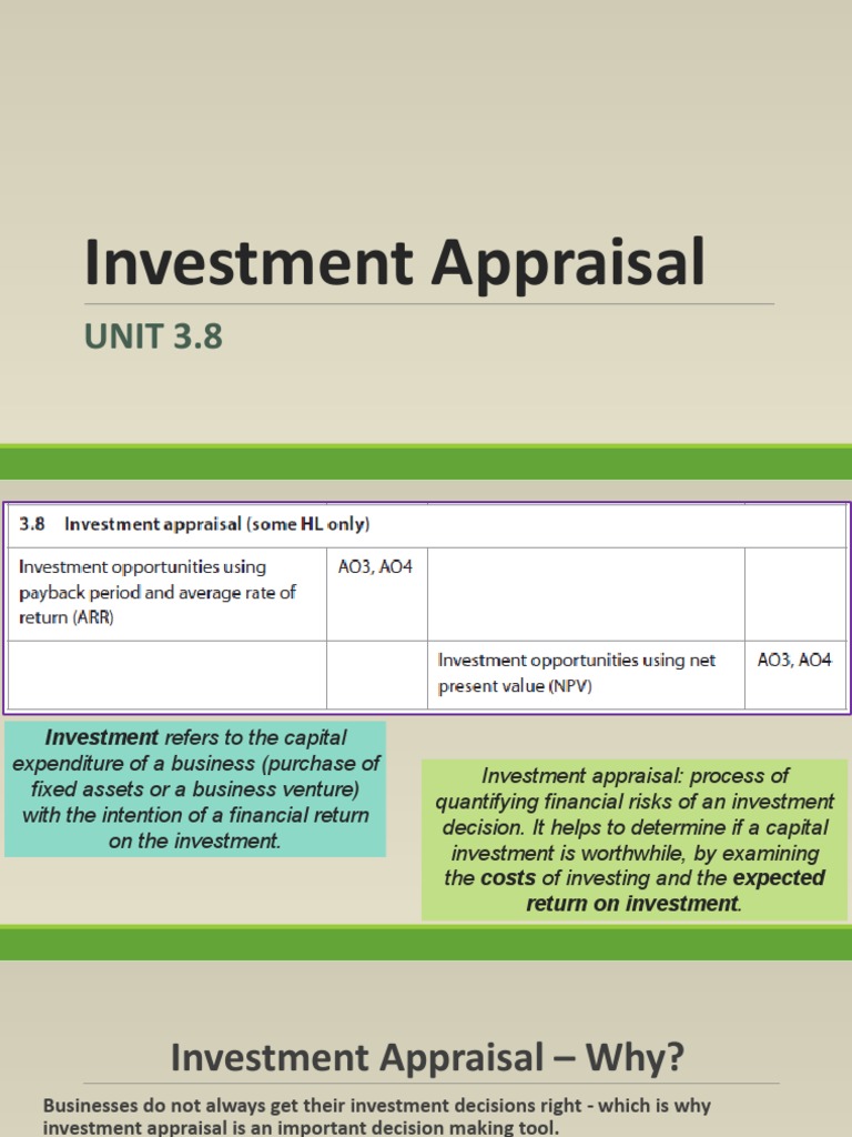 Investment Appraisal Methods Explained | PDF | Net Present Value ...