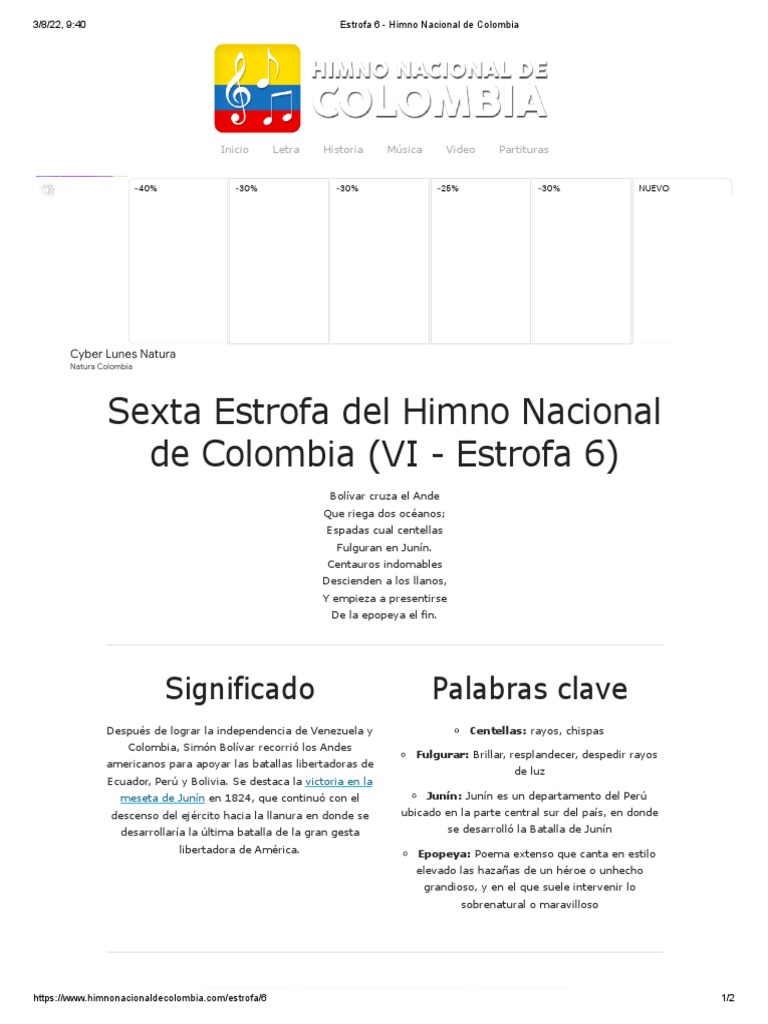 Estrofa 6 - Himno Nacional de Colombia | Descargar gratis PDF ...