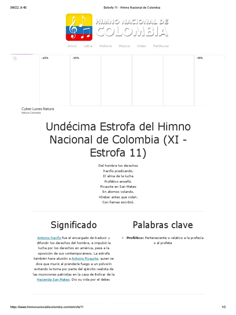 Estrofa 11 - Himno Nacional de Colombia | PDF | Colombia | América del Sur