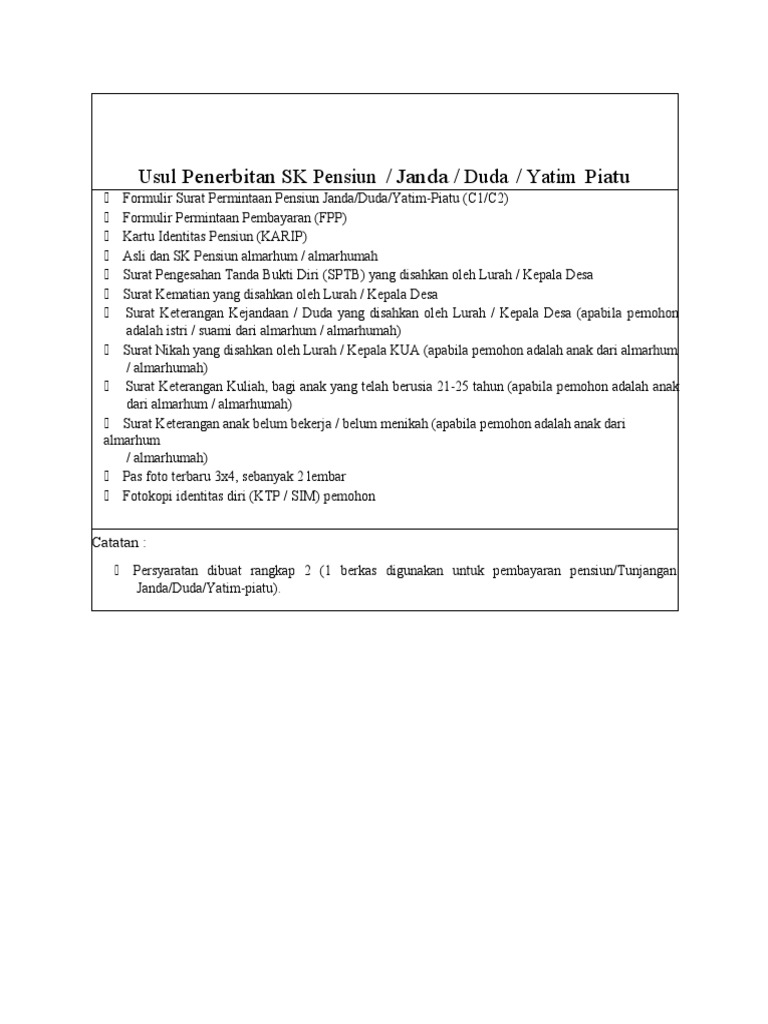 Usul Penerbitan SK Pensiun - Janda - Duda - Yatim Piatu | PDF