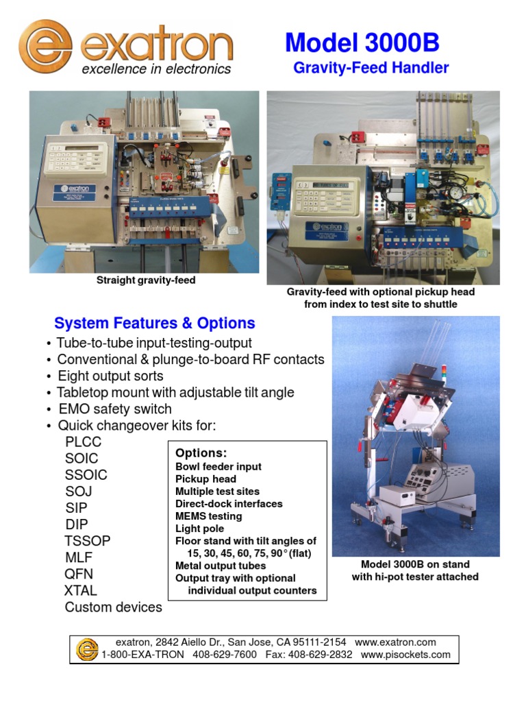 Exatron Gravity-Feed Handler Features | PDF