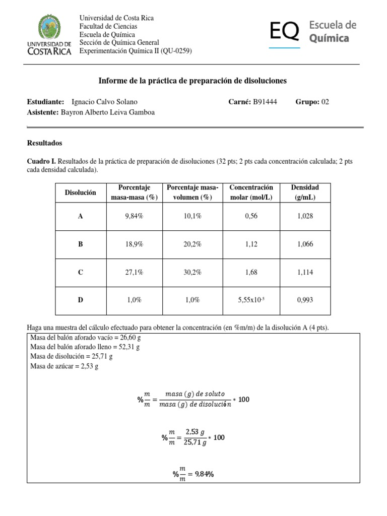 Reporte #4 Disoluciones | PDF | Concentración | Química