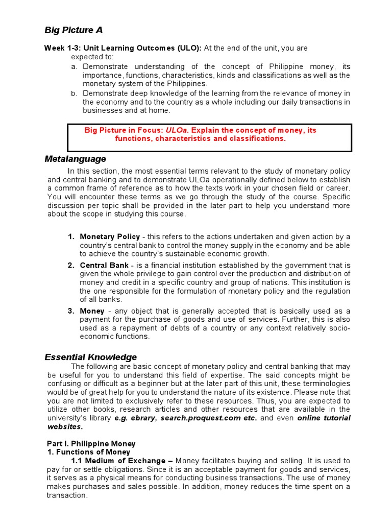 Lesson 1 MONETARY POLICY | PDF | Money | Currency