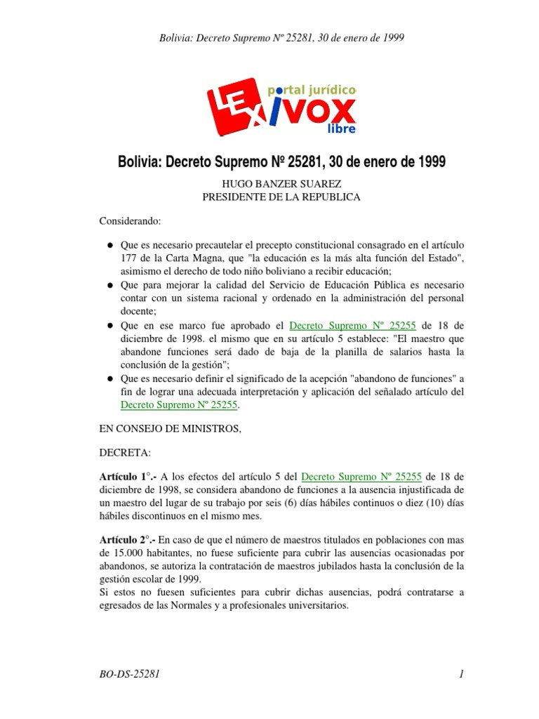 Bo DS 25281 | PDF | Bolivia