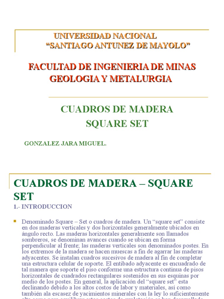 Cuadros de Madera en Minería: Square Set | PDF | Minería | Madera
