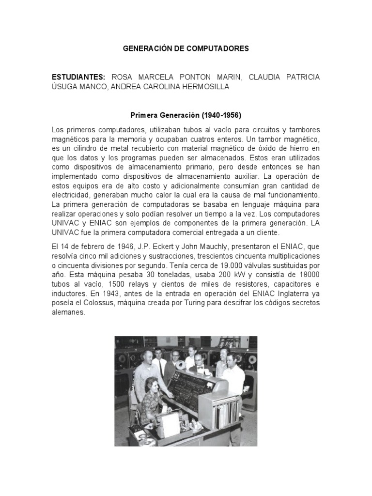 Generación de Computadores | PDF | Circuito integrado | Tecnología de ...