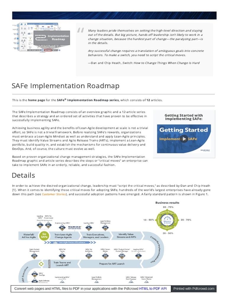 Safe Implementation Roadmap Series 12 Pdf Leadership World Wide Web