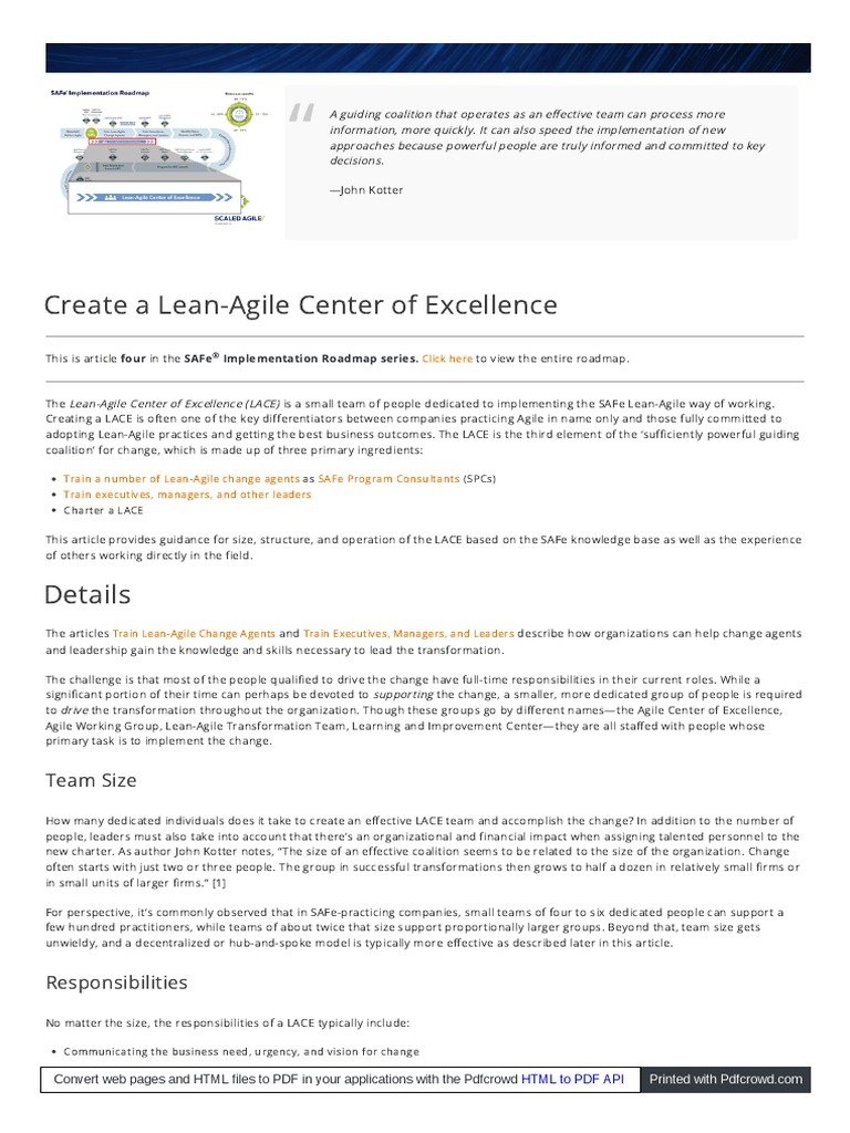 Create A Lean-Agile Center of Excellence: Team Size | PDF | Scrum (Software Development) | Agile ...