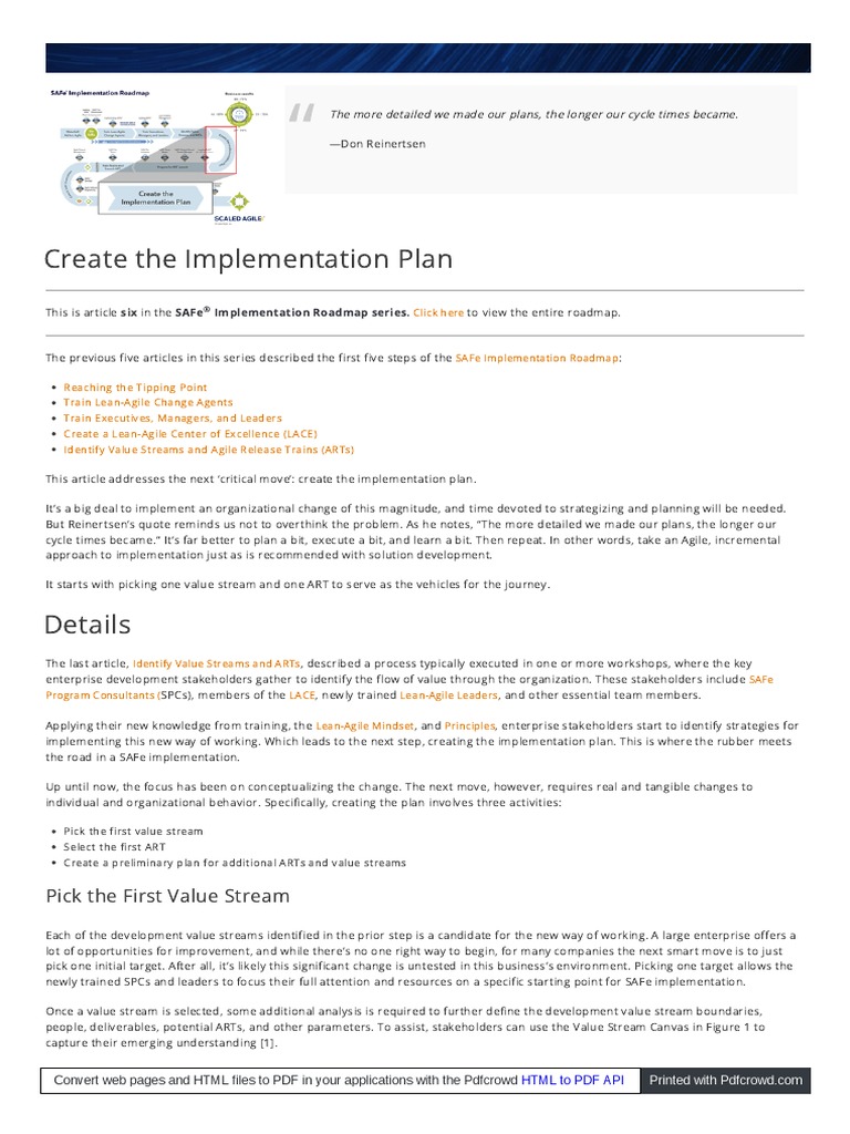 Create The Implementation Plan: Pick The First Value Stream | PDF ...