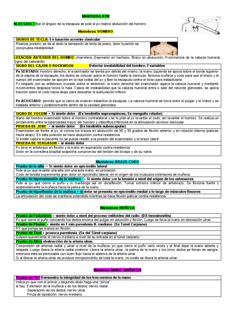 Maniobras Clínicas del Hombro y Extremidades | PDF | Hombro | Rodilla
