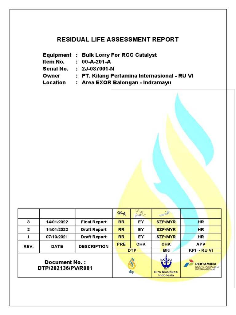 Residual Life Assessment Report | Download Free PDF | Corrosion | Risk