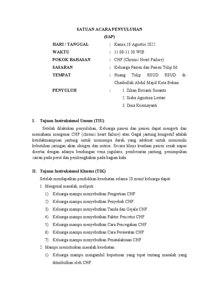 Sap CHF Ruang Tulip | PDF