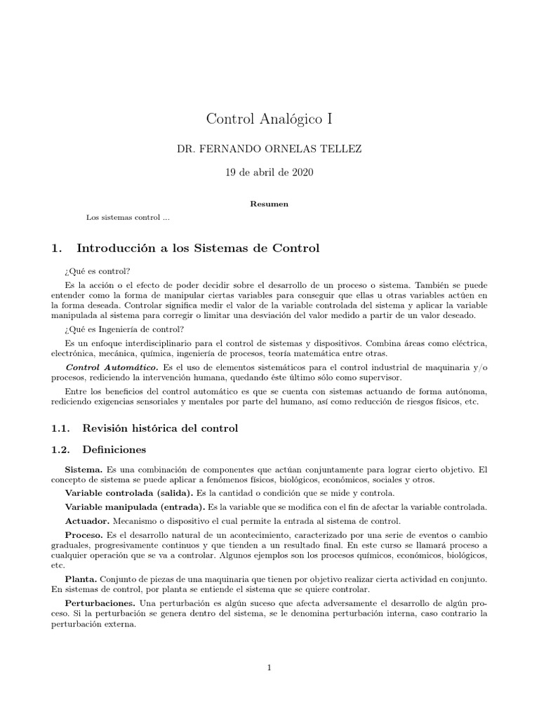 Ca1 Curso6 | PDF | Sistema de control | Fricción