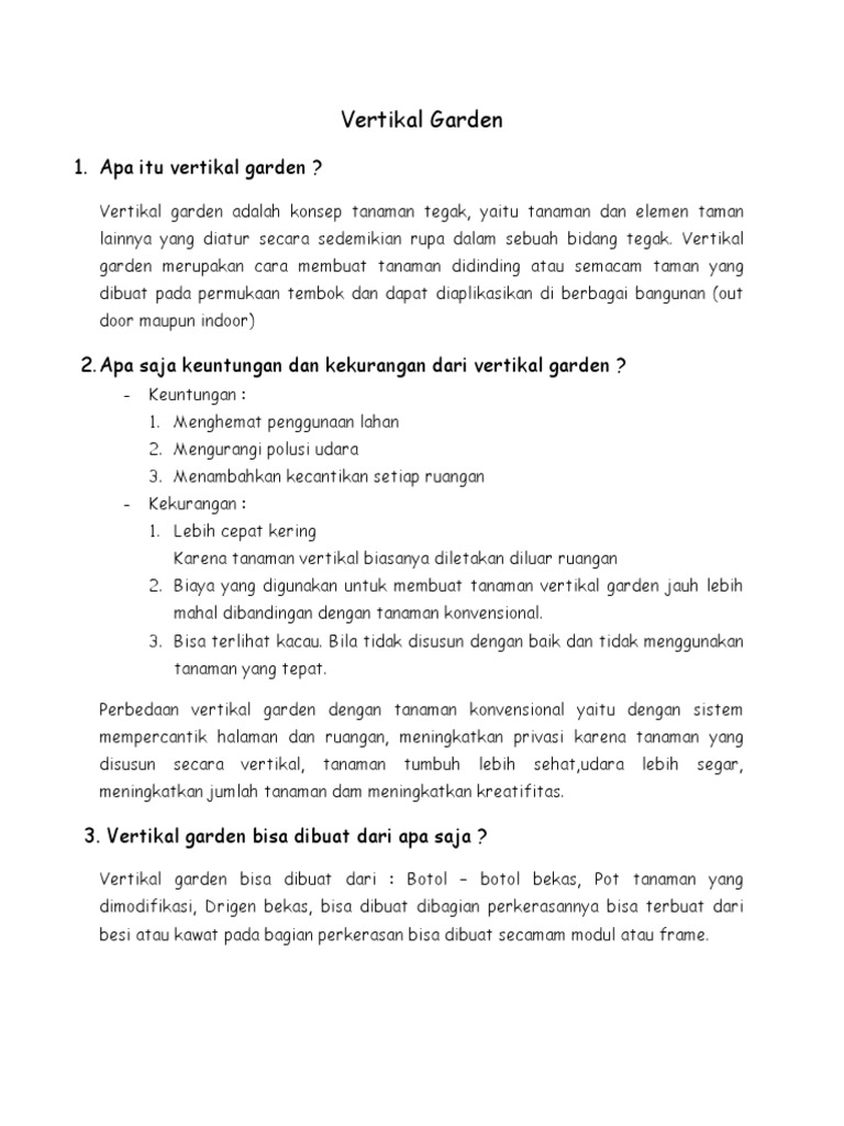 Vertikal Garden Project | PDF | Griya & Taman | Teknologi & Rekayasa