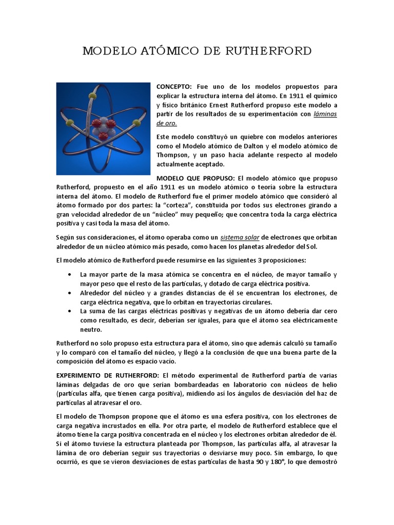 Modelo Atómico de Rutherford | PDF | Átomos | Núcleo atómico