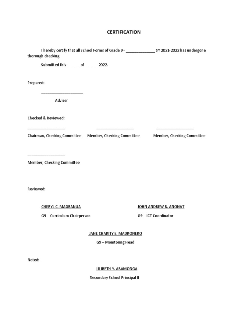 CERTIFICATION For FORMS | PDF