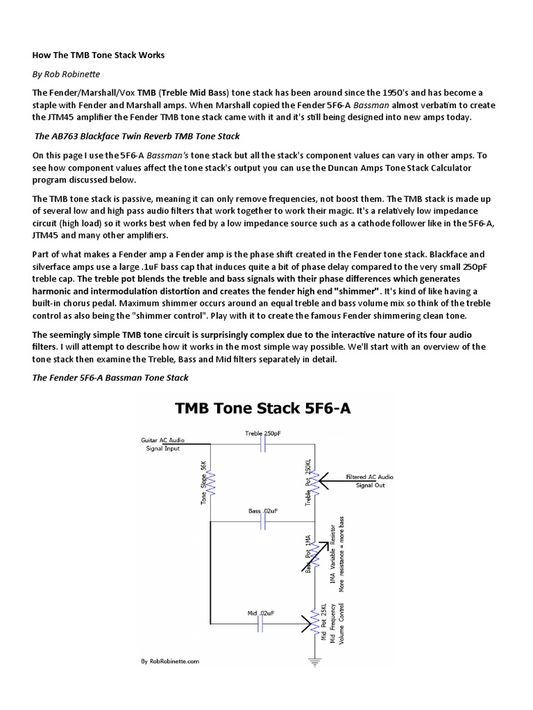 How The TMB Tone Stack Works | PDF | Low Pass Filter | Electronic Filter