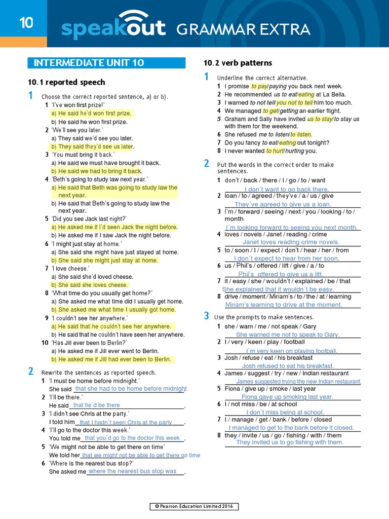 Speakout Grammar Extra Iparte 1 | PDF