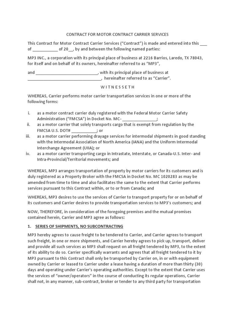 Series of Shipments, No Subcontracting | PDF | Cargo | Liability Insurance
