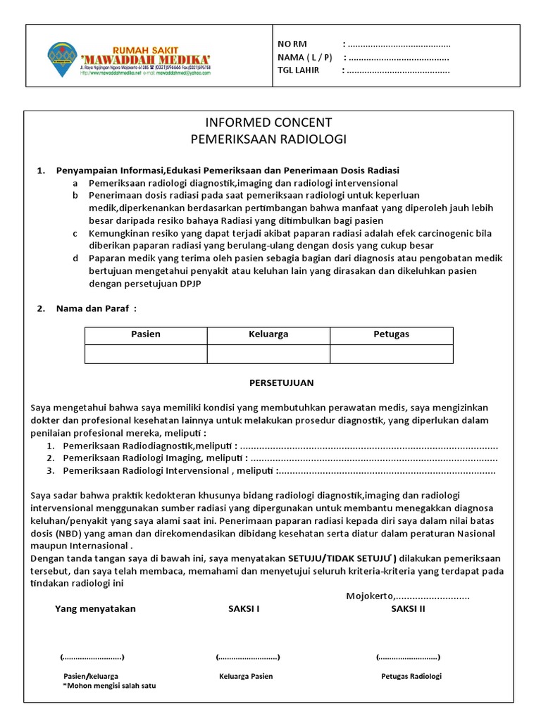Informed Consent for Radiology Examination | PDF