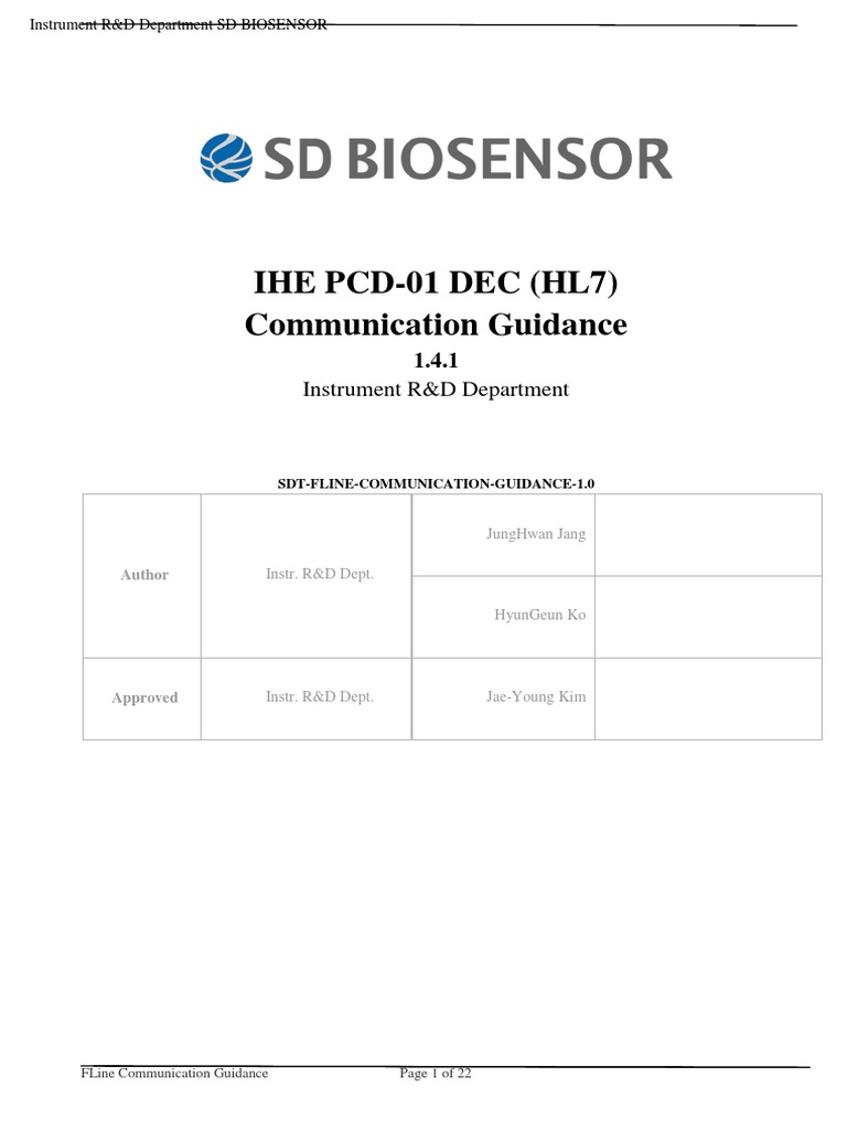 SDB Communication Guidance For IHE PCD-01 DEC (HL7) - 1.4.1 | PDF ...