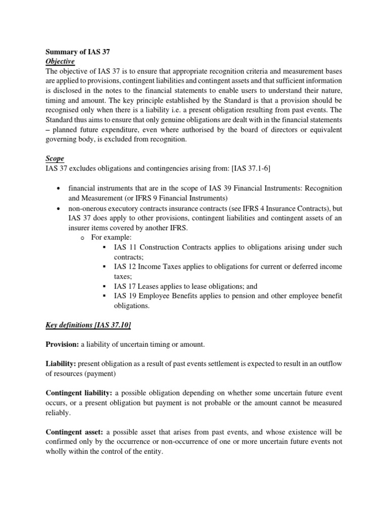 IAS 37 - Summary | PDF | International Financial Reporting Standards ...