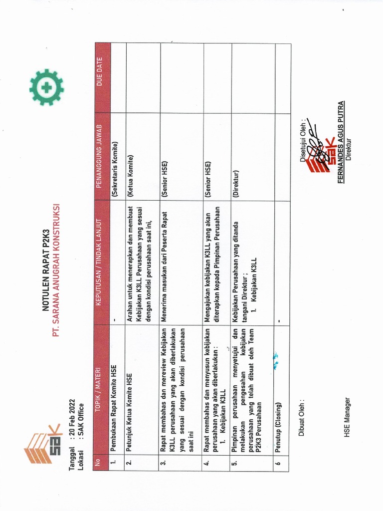 NotuLen Rapat P2K3 | PDF