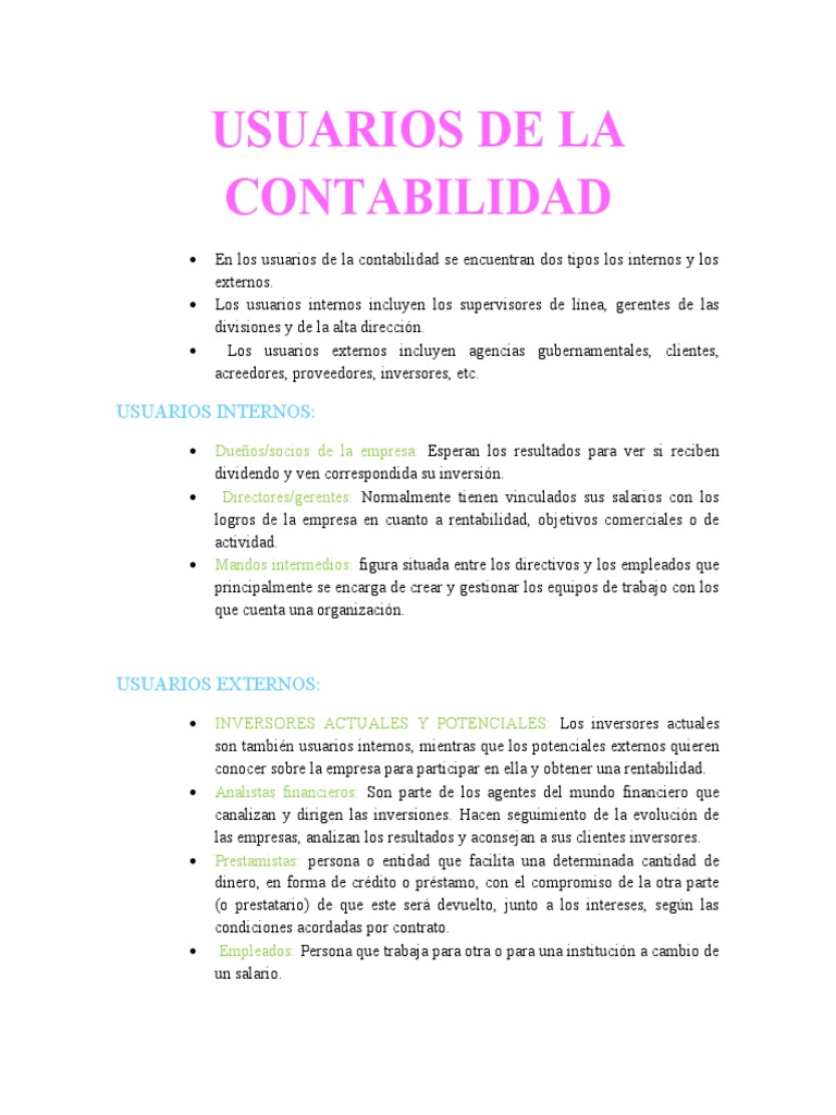 Usuarios de La Contabilidad | PDF | Business | Contabilidad