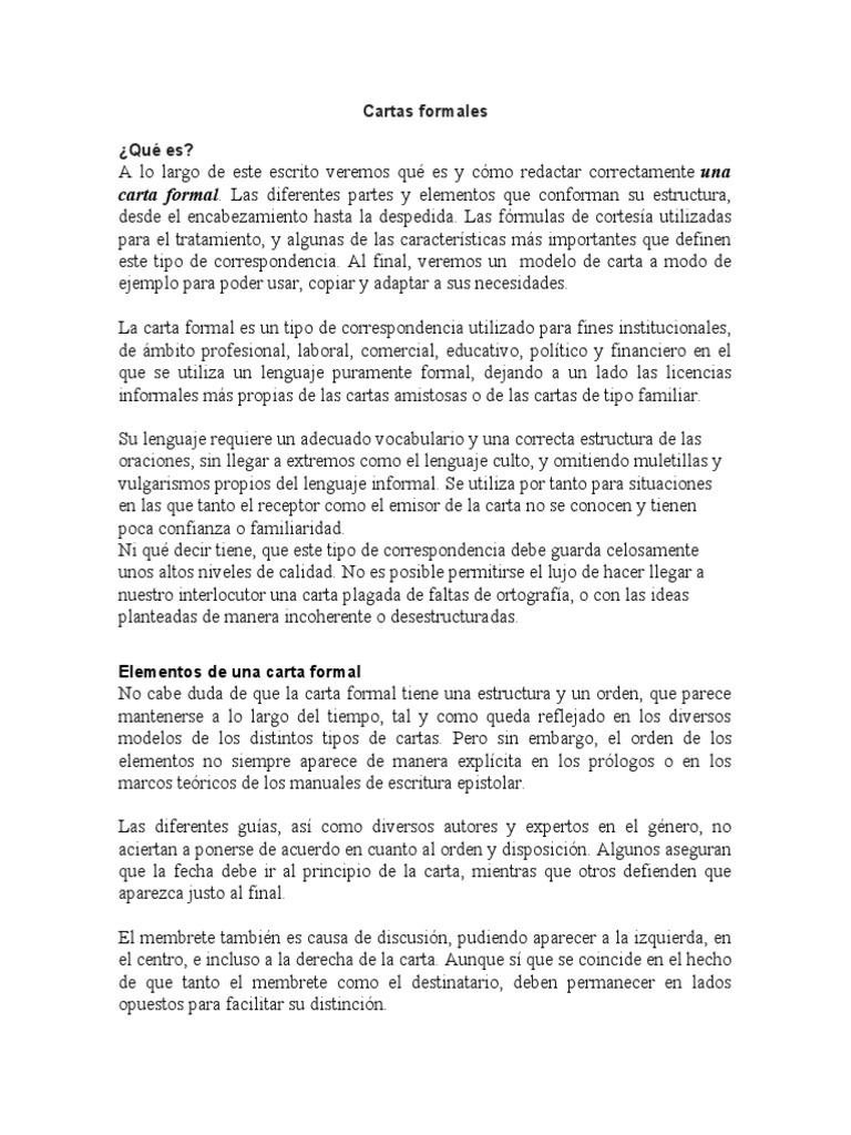 Guía para Redactar Cartas Formales | PDF | Información | Comunicación ...