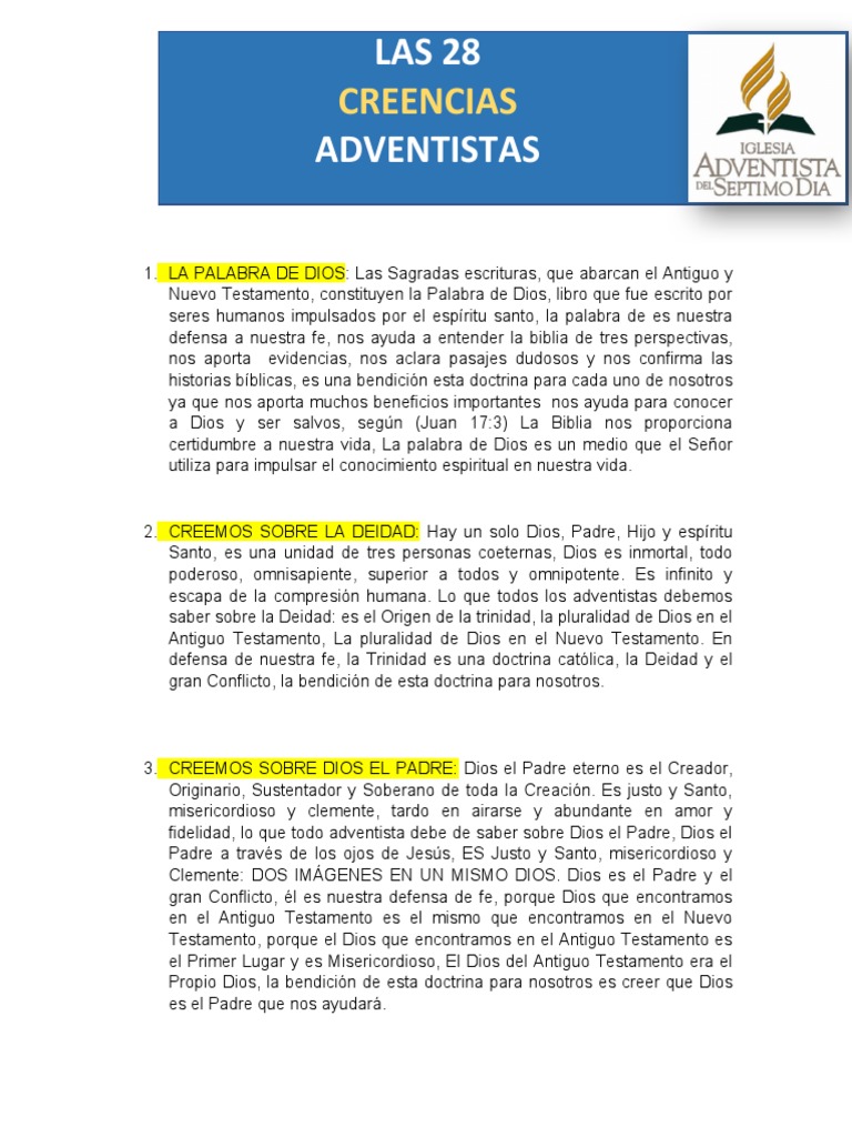 Resumen de Las 28 Creencias | PDF | Jesús | eucaristía