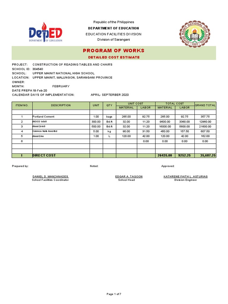 Pow Template Project 2020 | PDF | Building Technology | Building Materials