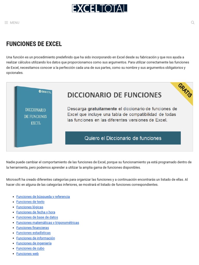 Funciones de Excel - Lista Completa de Funciones Por Categoría | PDF | Distribución normal | Interés