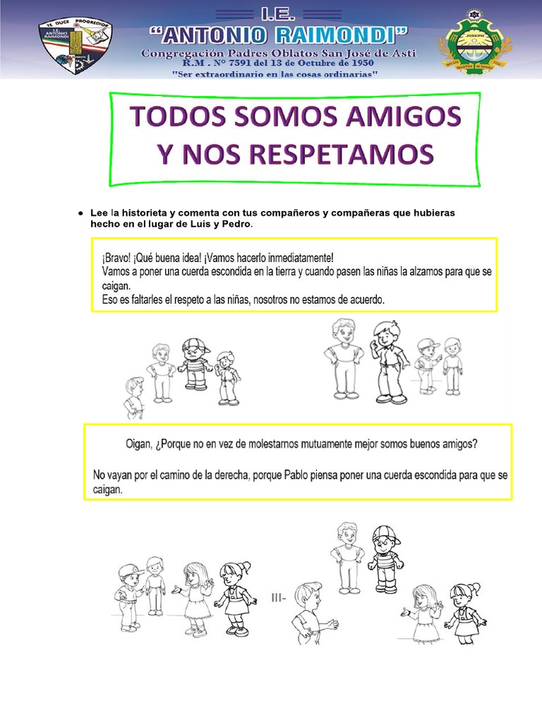 3 Ficha Todos Somos Amigos y Nos Respetamos PDF | PDF