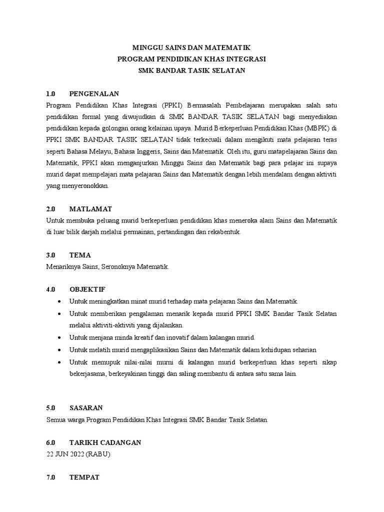Minggu Sains & Matematik Pendidikan Khas | PDF
