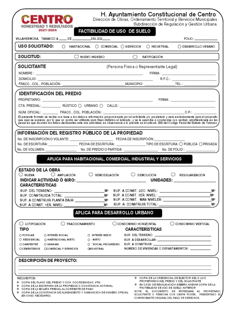 Solicitud de factibilidad de uso de suelo para proyecto habitacional en ... Solicitud de factibilidad de uso de suelo para proyecto habitacional en ...