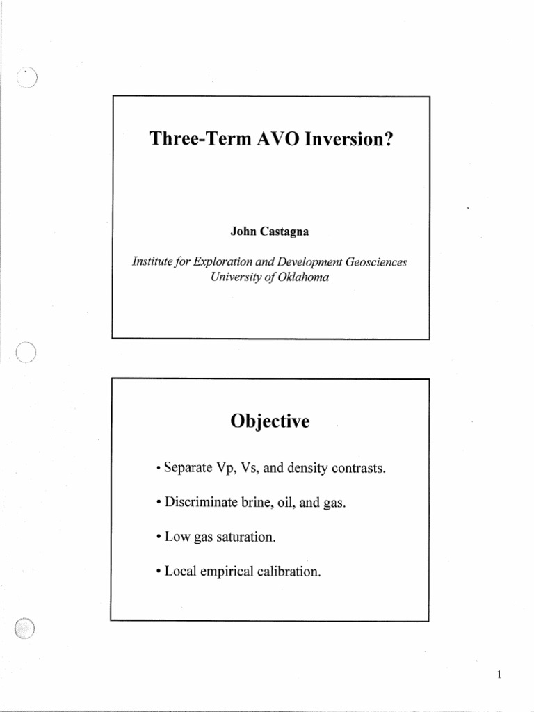 AVO Course Notes, Part 4. Three-Term AVO Inversion (Castagna J.P.) | PDF