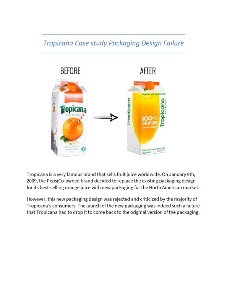Tropicana Case Study Packaging Design Failure | PDF | Business Economics | Economies
