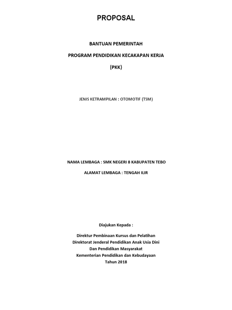 Proposal PKK SMK | PDF