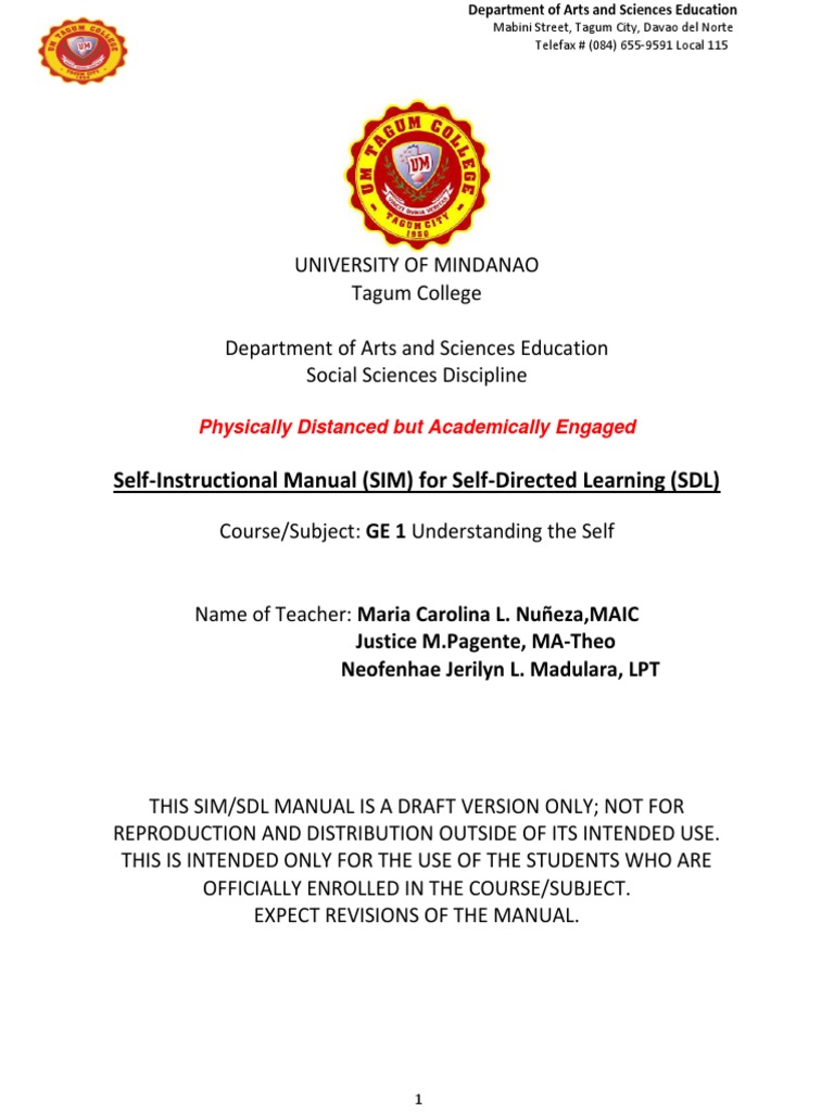 Self-Instructional Manual (SIM) For Self-Directed Learning (SDL) | PDF | Soul | Confucianism