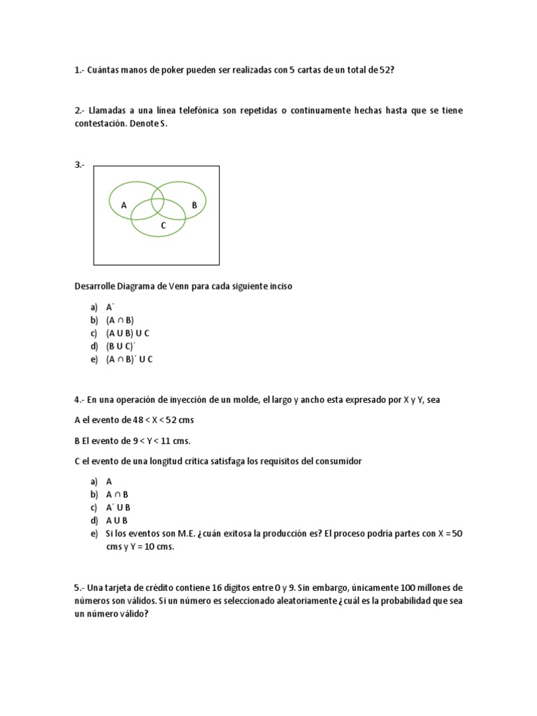 Ejercicios Probabilidad | PDF | Probabilidad