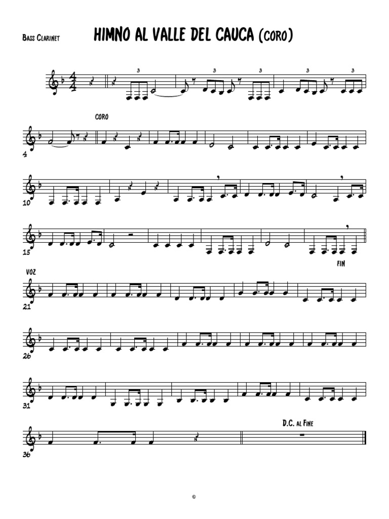 HIMNO AL VALLE (Eb) CORO - Bass Clarinet | PDF