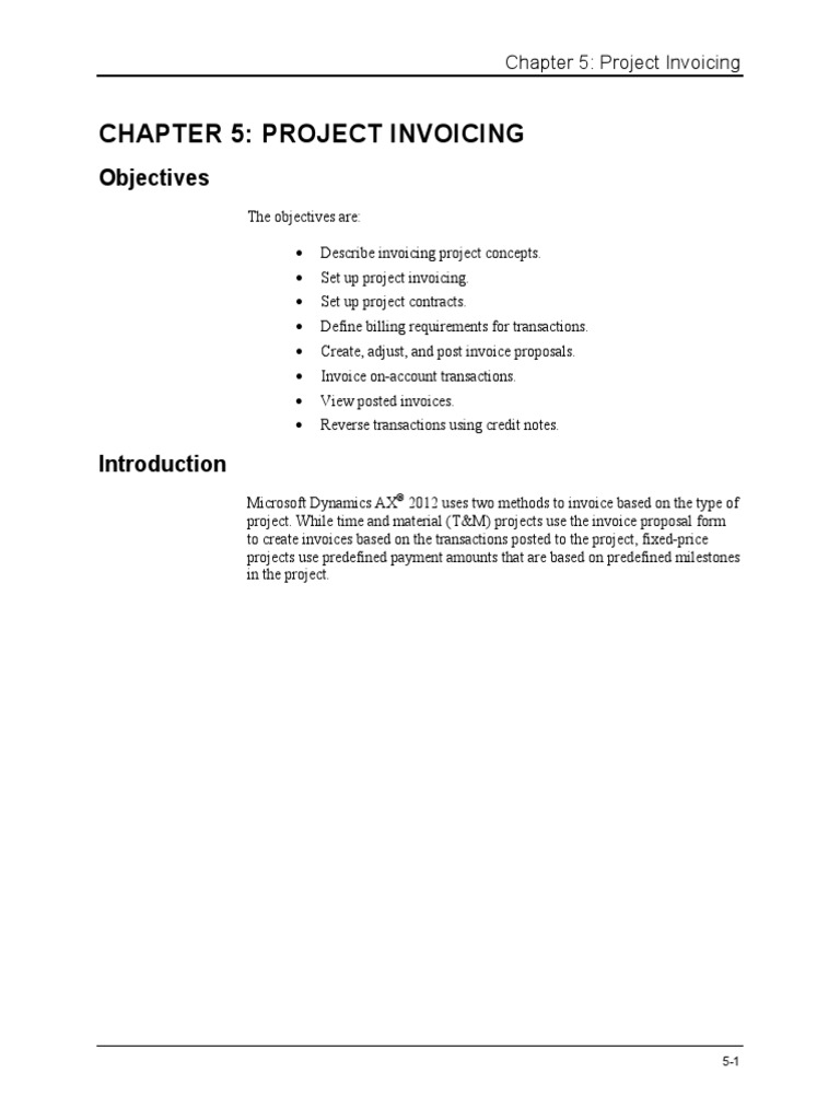 Chapter 5: Project Invoicing: Objectives | PDF | Invoice | Business