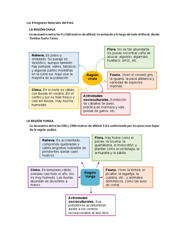 Las 8 Regiones Naturales Del Perú | PDF