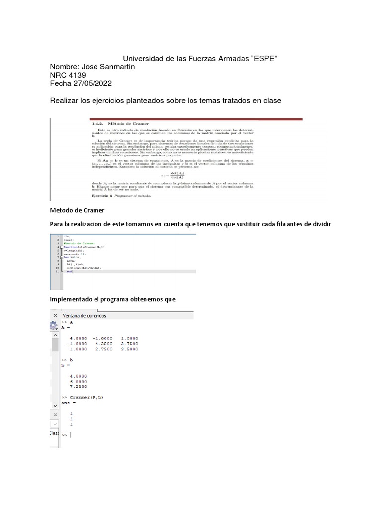 Deber Metodos 5 | PDF | Matriz (Matemáticas) | Determinante